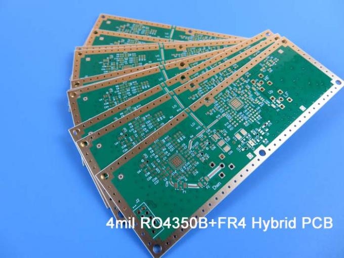 Hybrid PCB Rogers RO4350B and High Tg FR-4 4-Layer 1.0mm Mixed PCB on 4mil RO4350B and 0.3mm FR-4