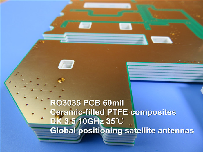 3 Layer High Frequency PCB Built On 60mil RO4350B + 6.6mil RO4350B With ENIG
